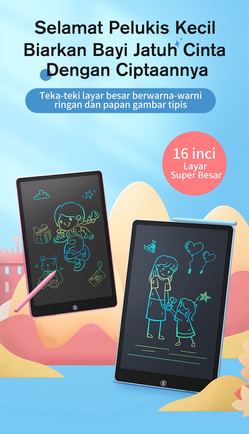 Jual (HOT)BASIKE LCD Writing Board Drawing Tablet 16inch Eye Care One ...