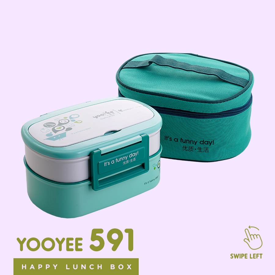 Jual Yooyee 591 Kotak Makan 2 susun set dengan tas | Shopee Indonesia