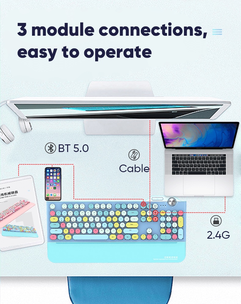 Jual MOFii Mechanical Keyboard Bluetooth Wireless 3 Model RGB Light ...