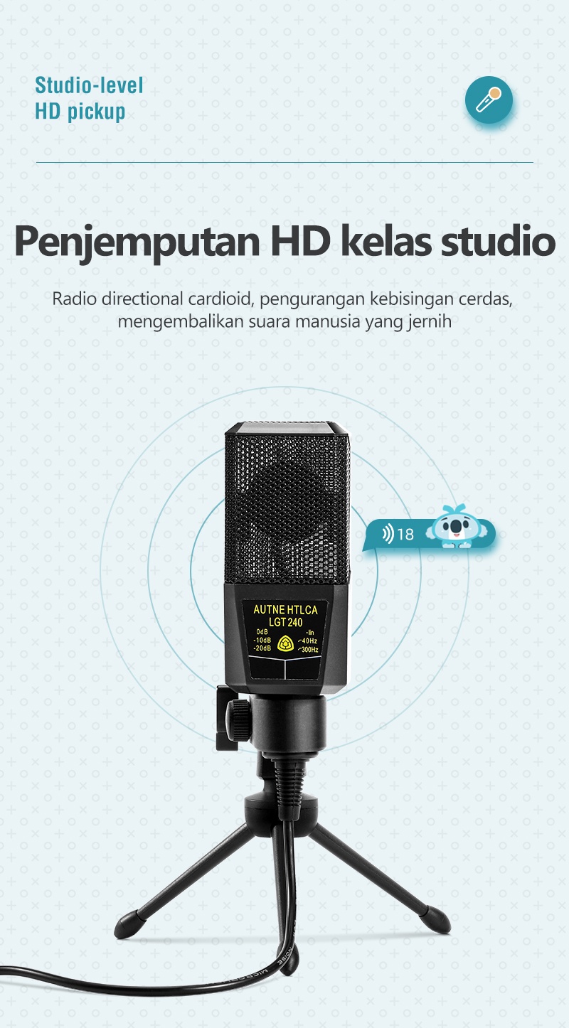 Jual KIVEE Microphone Condenser KV-US19 Tripod Stand & Pop Filter Live ...