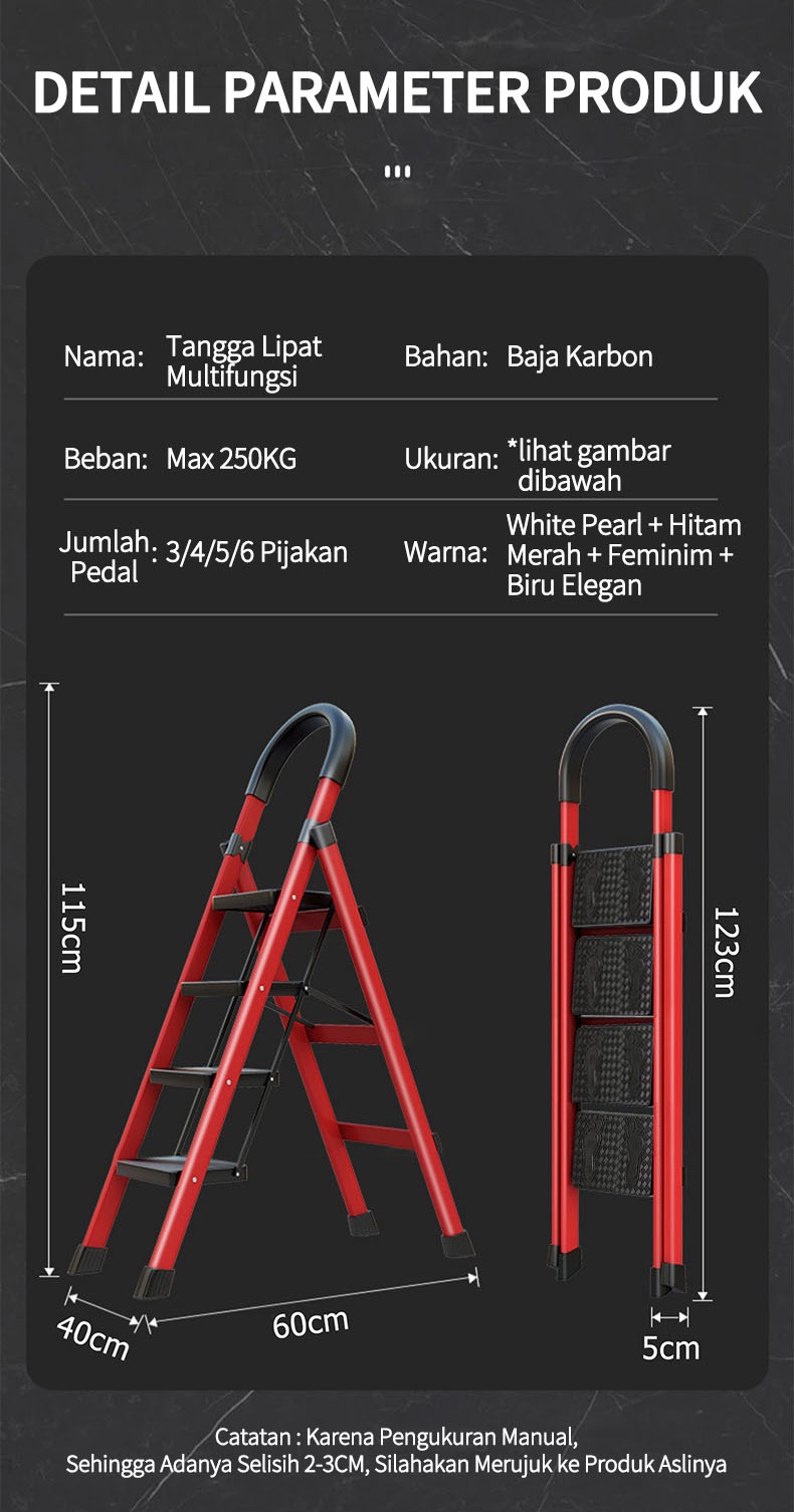 Jual 3-6 Step Tangga Lipat Multifungsi / Baja Karbon Tebal Anti Licin ...