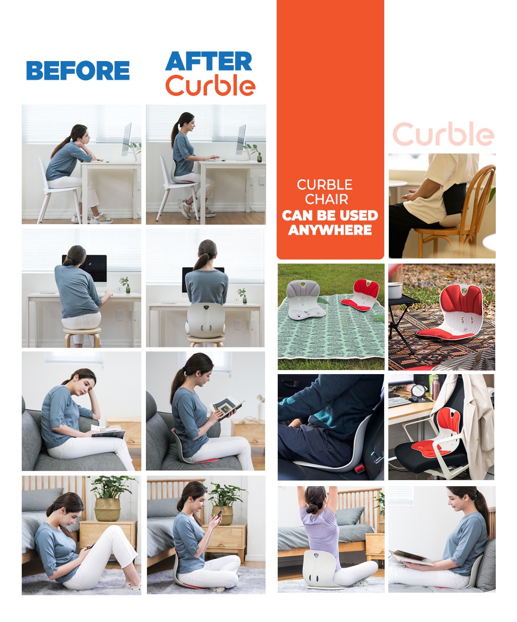 Jual Curble Posture Chair Wider - Grey | Shopee Indonesia