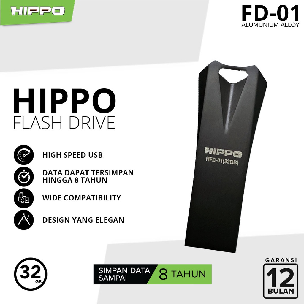 Jual Hippo Flashdisk Metal HFD-01 16GB 32GB USB 2.0 HIGH SPEED Flash ...