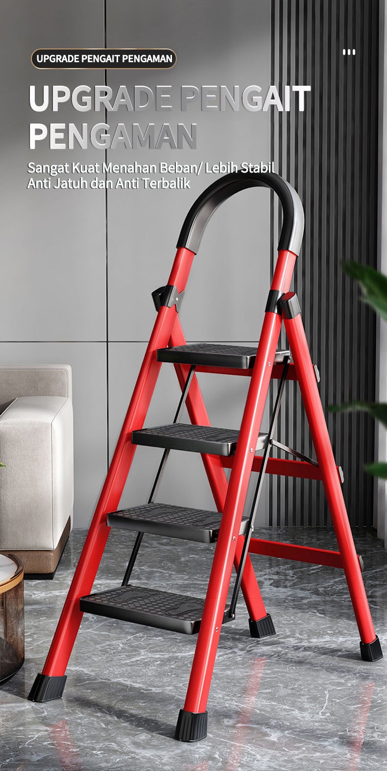 Jual Tangga 3/4/ Step Rumah Lipat Tangga Besi Lipat Household Steel Ladder/ Tangga Lipat ...