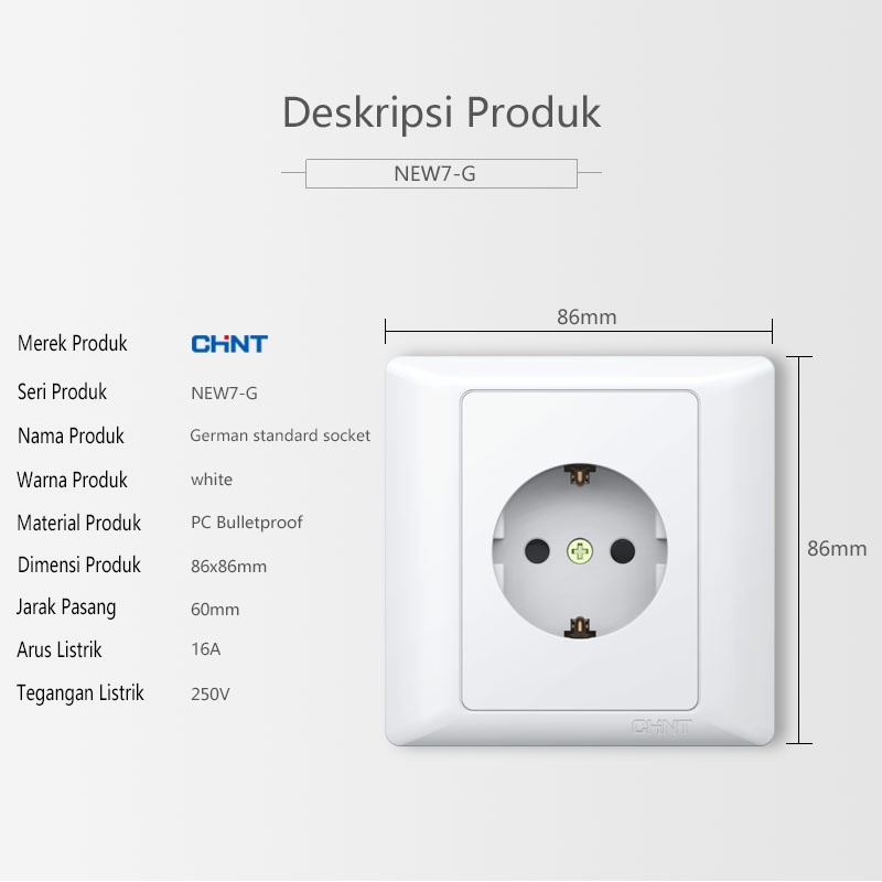 Jual CHINT NEW7G - WHITE 10940 SOCKET / Stop Kontak | Shopee Indonesia