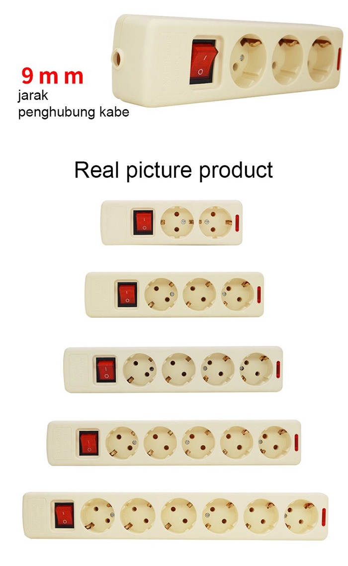 Jual STOP KONTAK 2,3,4,5 LUBANG PANJANG 1,5M - 5M + KABEL / colokan listrik/MODEL GEPENG ...