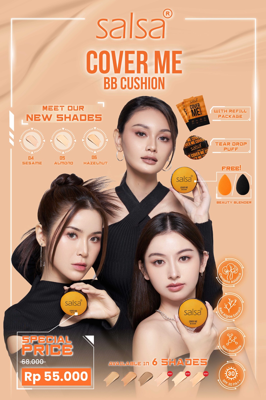 Jual [REFORMULA] SALSA Cover Me BB Cushion - Semi Matte with Red Algae ...