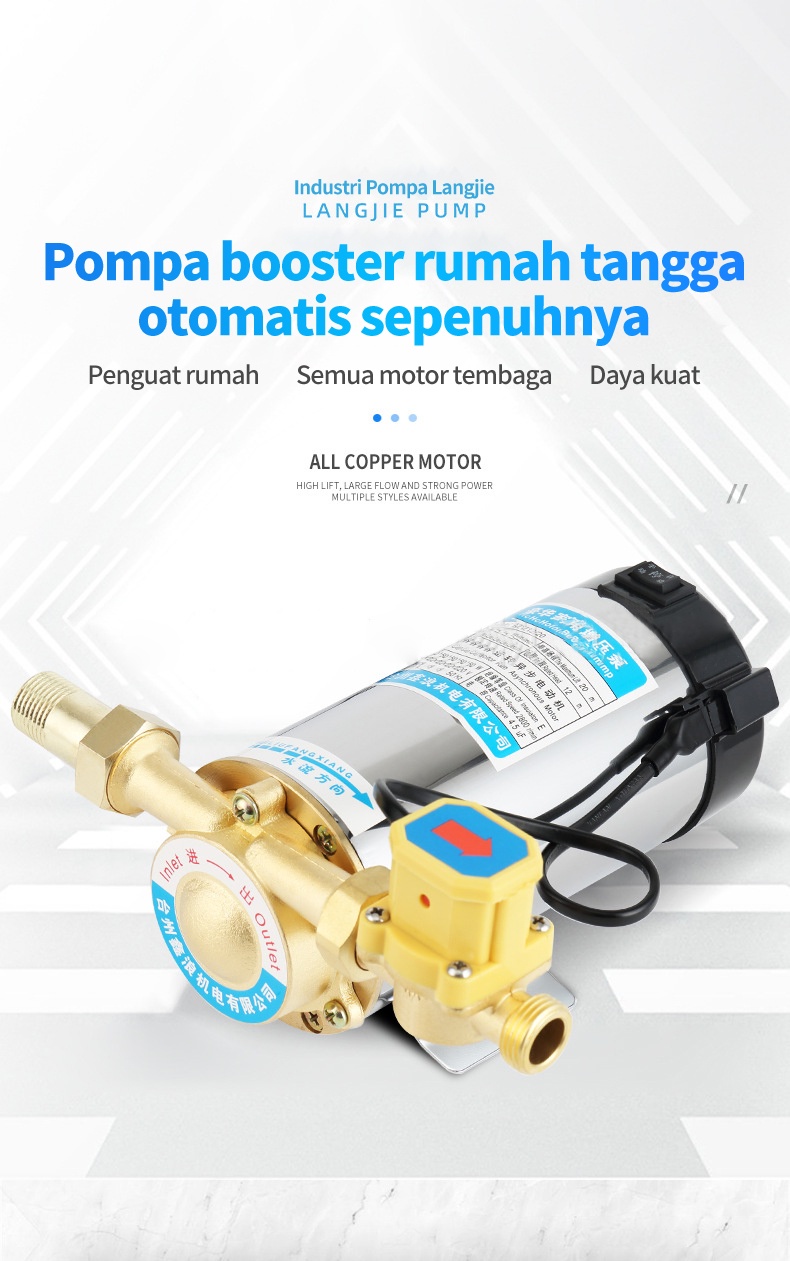 Jual Pompa Pendorong Tekanan Air Booster Pump 100 Watt Mesin Pompa Otomatis/Pompa booster ...