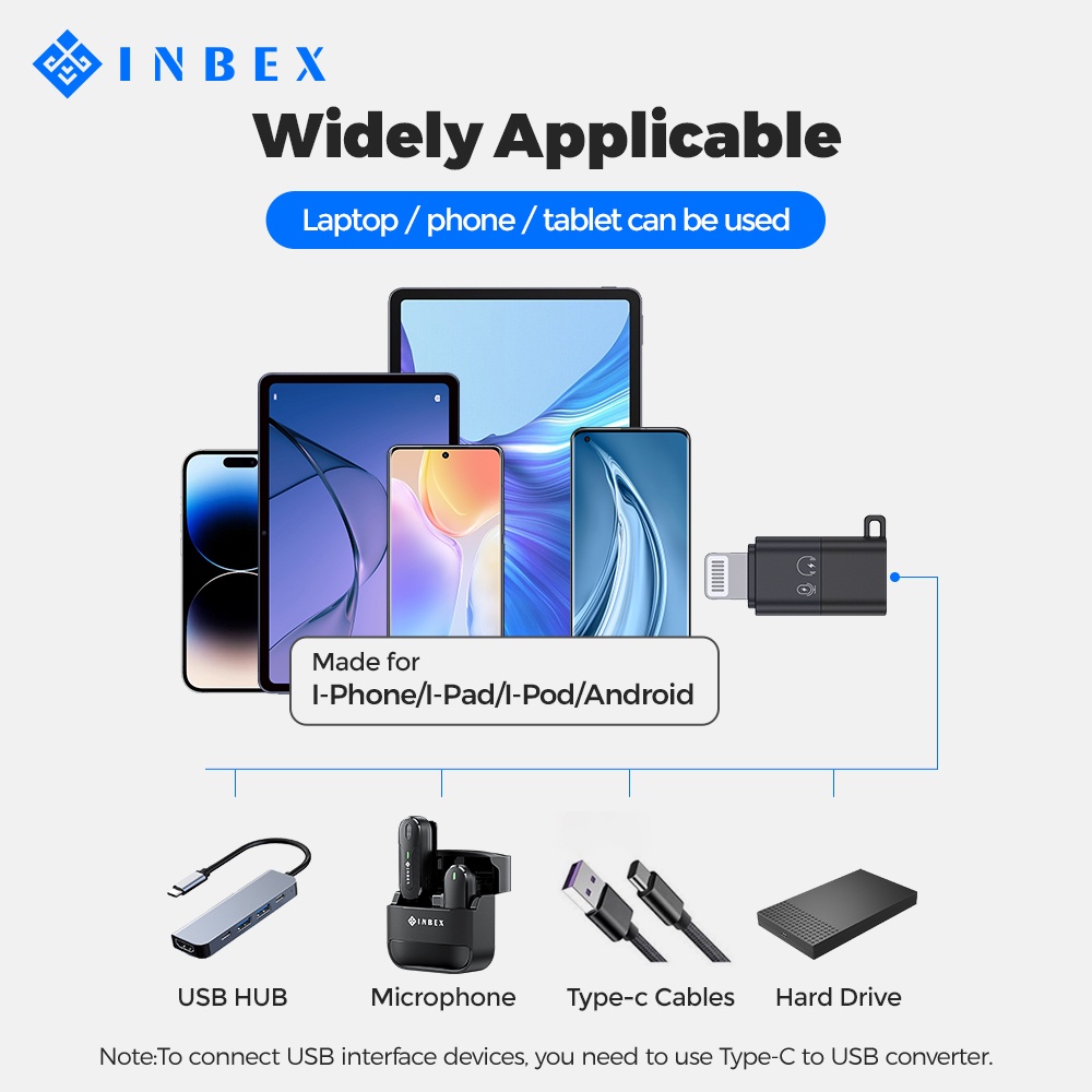 Jual INBEX Kabel Data Converters Microphone Adapter Type-C to Micro/IOS ...