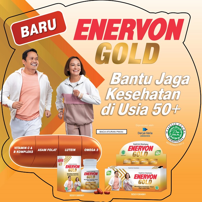 Jual Enervon Gold Vitamin C, B Complex, Omega 3 Isi 50 Tablet (10 Strip ...