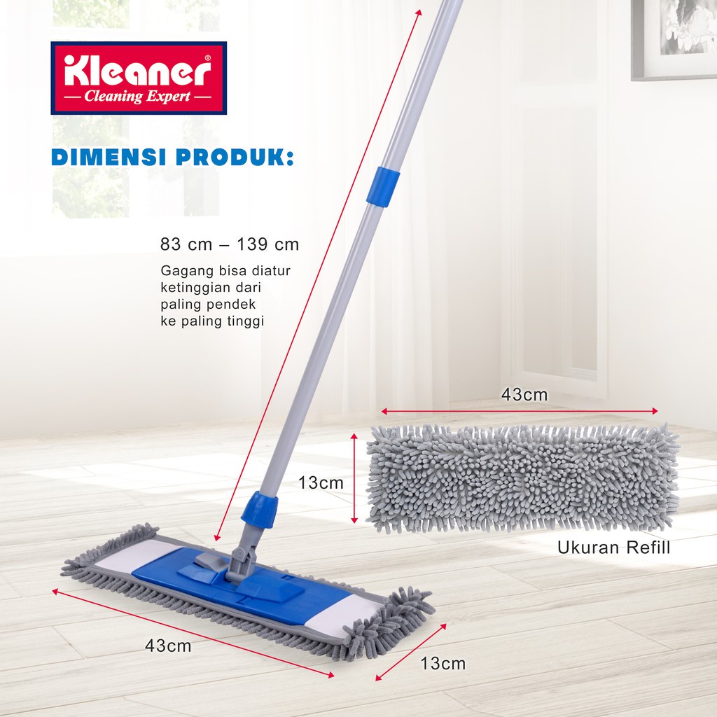 Jual Kleaner Alat Pel Sapu Debu 1 Set Bahan Microfiber Dust Mop ...