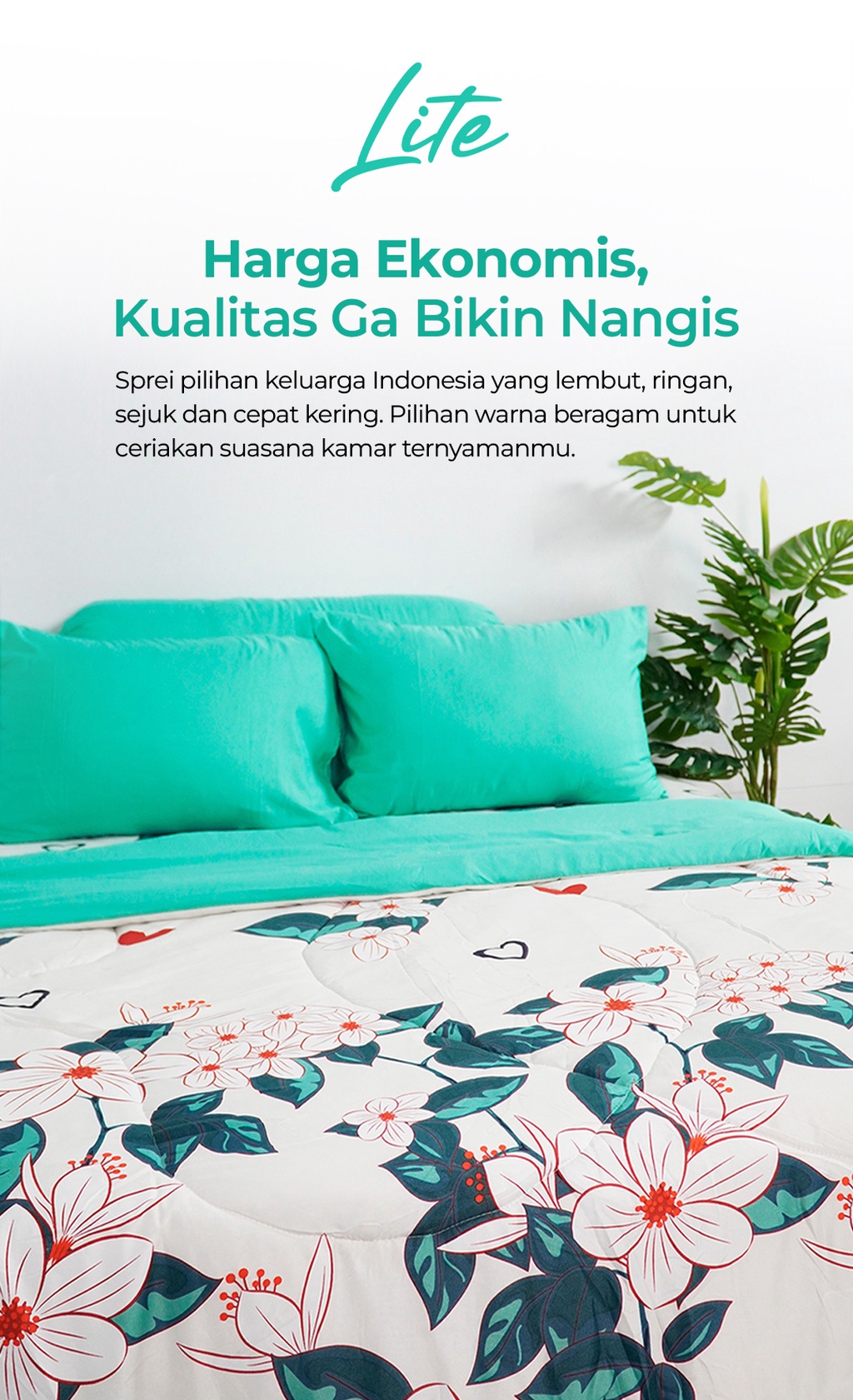 Jual Kintakun Lite Sprei Set 180x200 King Fitted Minimalis Bunga ...