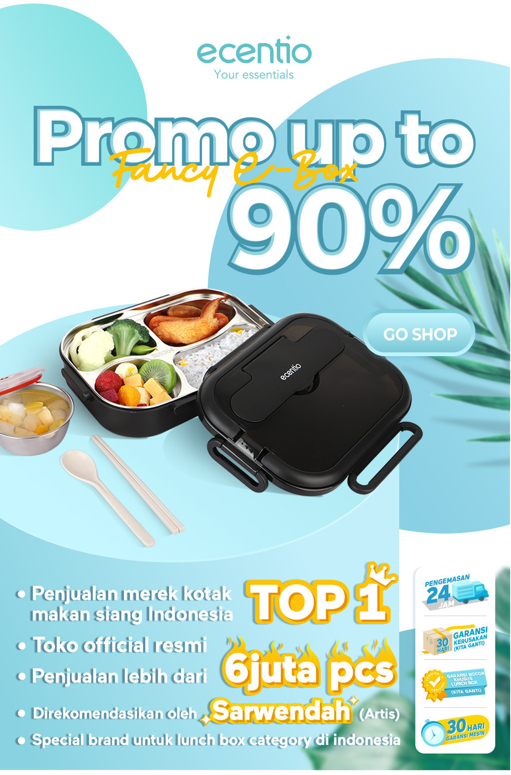 Jual ecentio lunch box 1000ml stainless 304 sekat 4 dan tempat sup ...