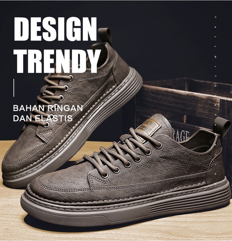 Jual Leedoo Sepatu Kulit Pria Anti Air Kekinian Casual Docmart Sneakers Sekolah Terkini High ...