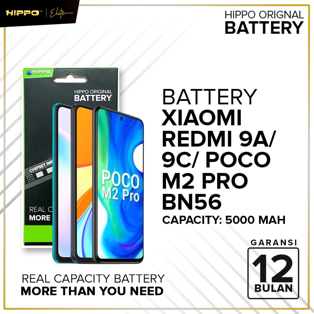 Jual Hippo Baterai Xiaomi BN56 5000mAh Redmi 9A / 9C / Poco M2 Pro ...