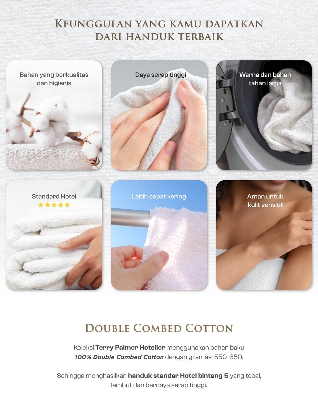 Jual Handuk Terry Palmer Hotelier - 40x75cm - Hand Towel - White ...