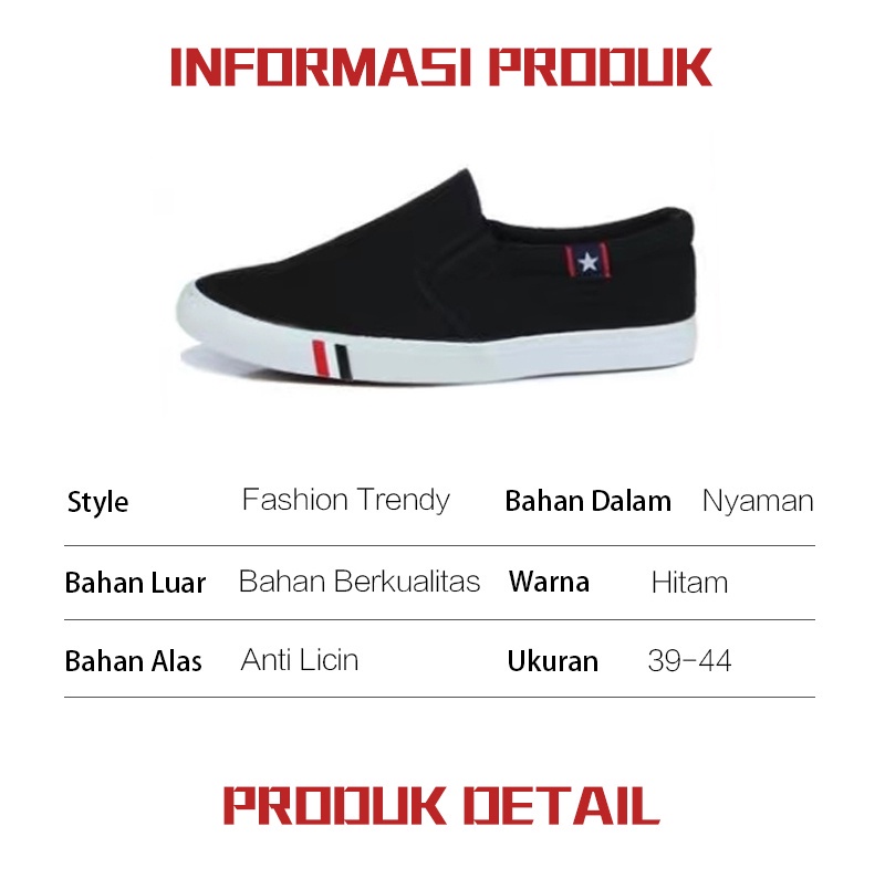 Jual Keeping Sepatu Slip On Pria Sepatu Hitam Cowok Kanvas Sneakers Slop Wakai Casual Spatu ...