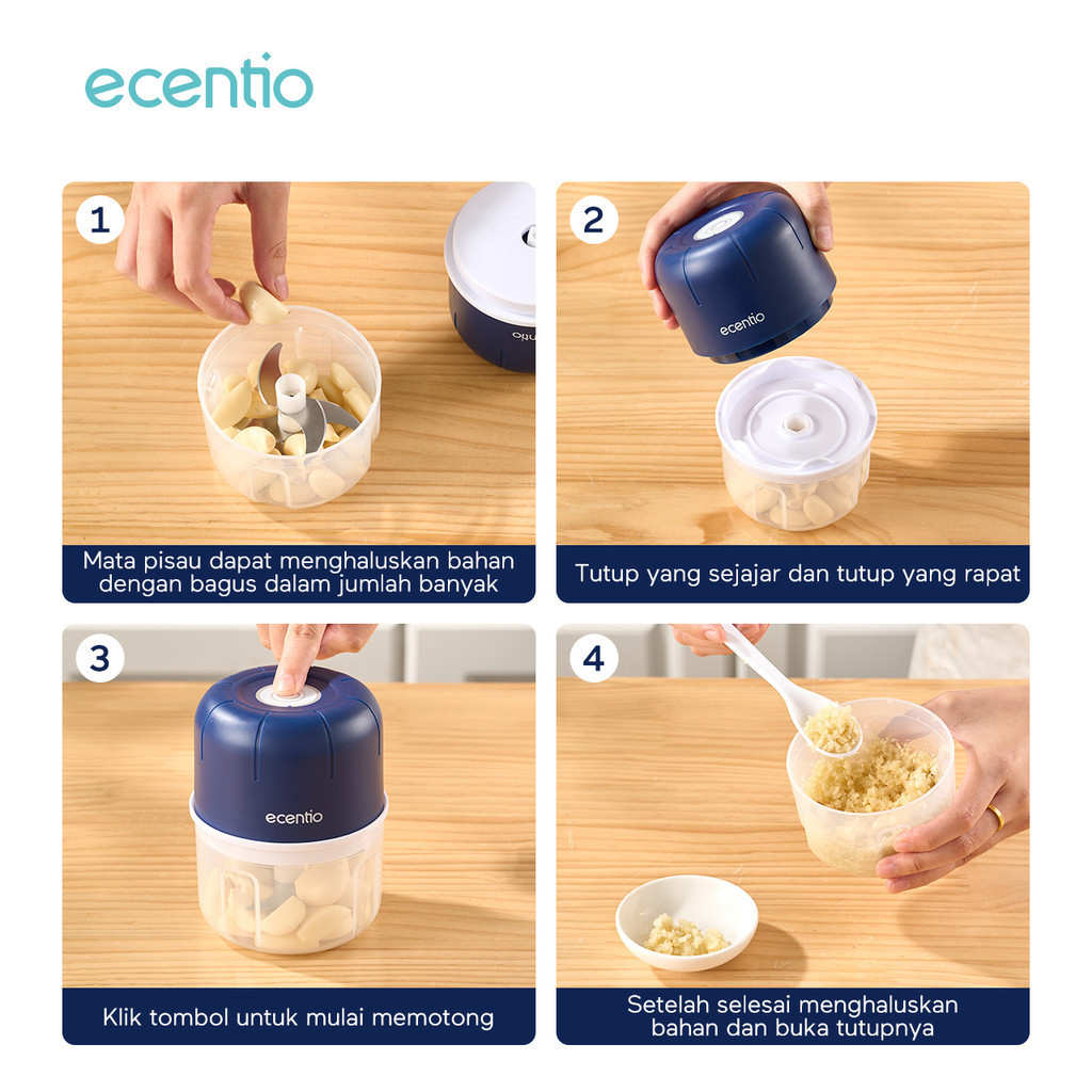 Jual ecentio Mini Chopper Blender 6 pisau 250ml Portable Penggiling ...