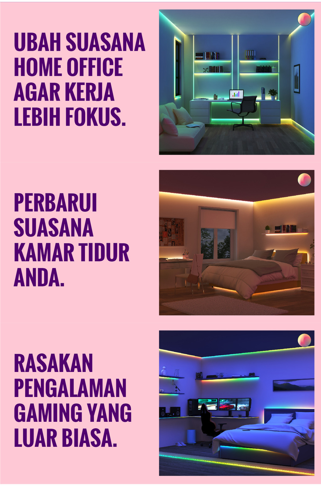 Jual WiZ Lampu Smart LED Strip Starter Kit WiFi RGBIC adaptor – Lampu Hias TV 5M, 10M, 20M ...