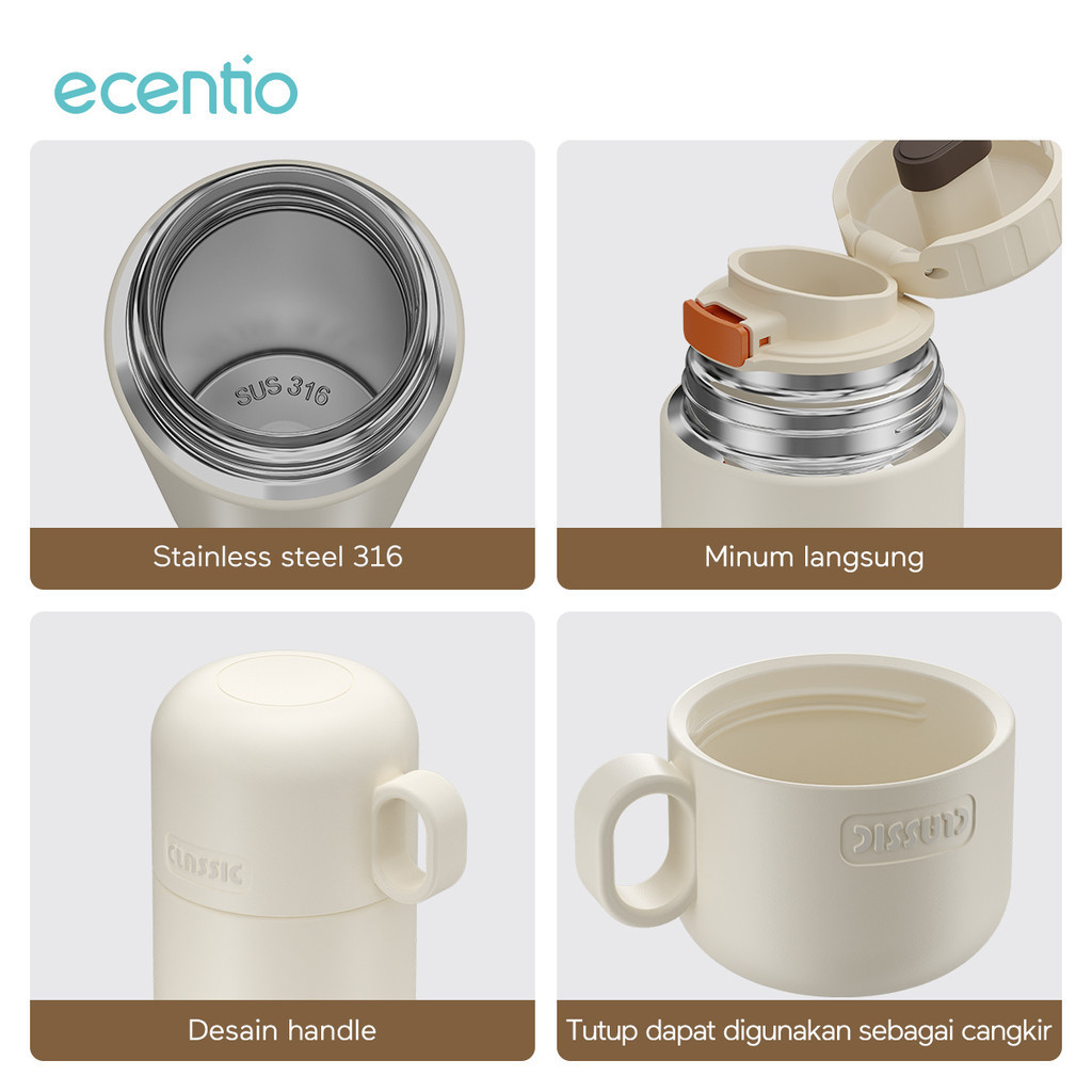 Jual ecentio termos air panas 500ml stainless steel 304+316 tahan 8 jam ...