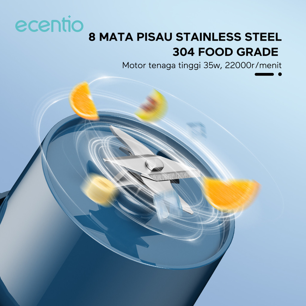 Jual ecentio blender 8 mata pisau 500ml juicer dengan silikon sedotan Rechargeable kapasitas ...