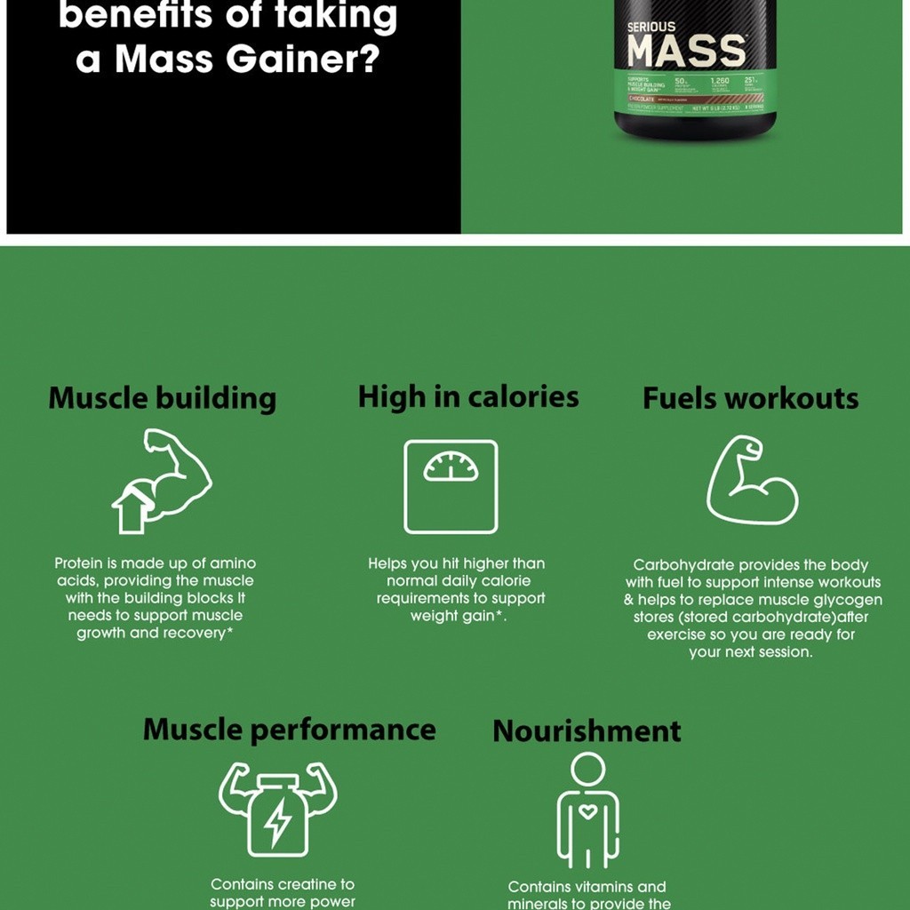 Jual Optimum Nutrition Serious Mass 3 lbs + BCAA Boost Sachet 13G ...