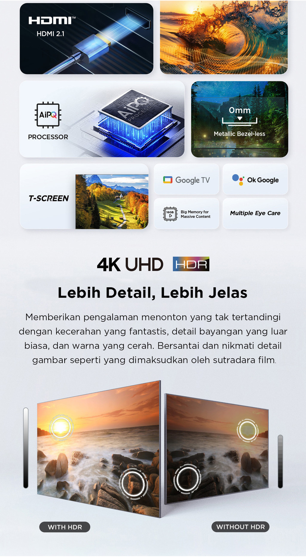 Jual [4K Big Google TV] TCL 65 Inch V6B - Smart UHD - T-Screen - Dolby ...