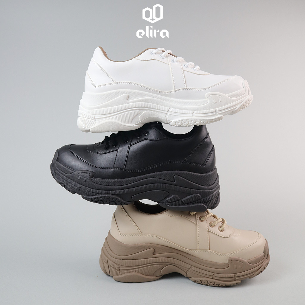Jual ELIRA Sepatu Chunky Sneakers Wanita DUSTIN White Cream Black ...