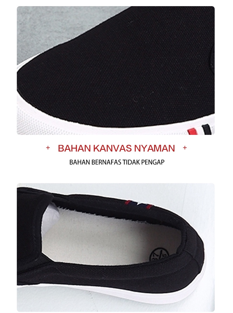 Jual Keeping Sepatu Slip On Pria Sepatu Hitam Cowok Kanvas Sneakers Slop Wakai Casual Spatu ...