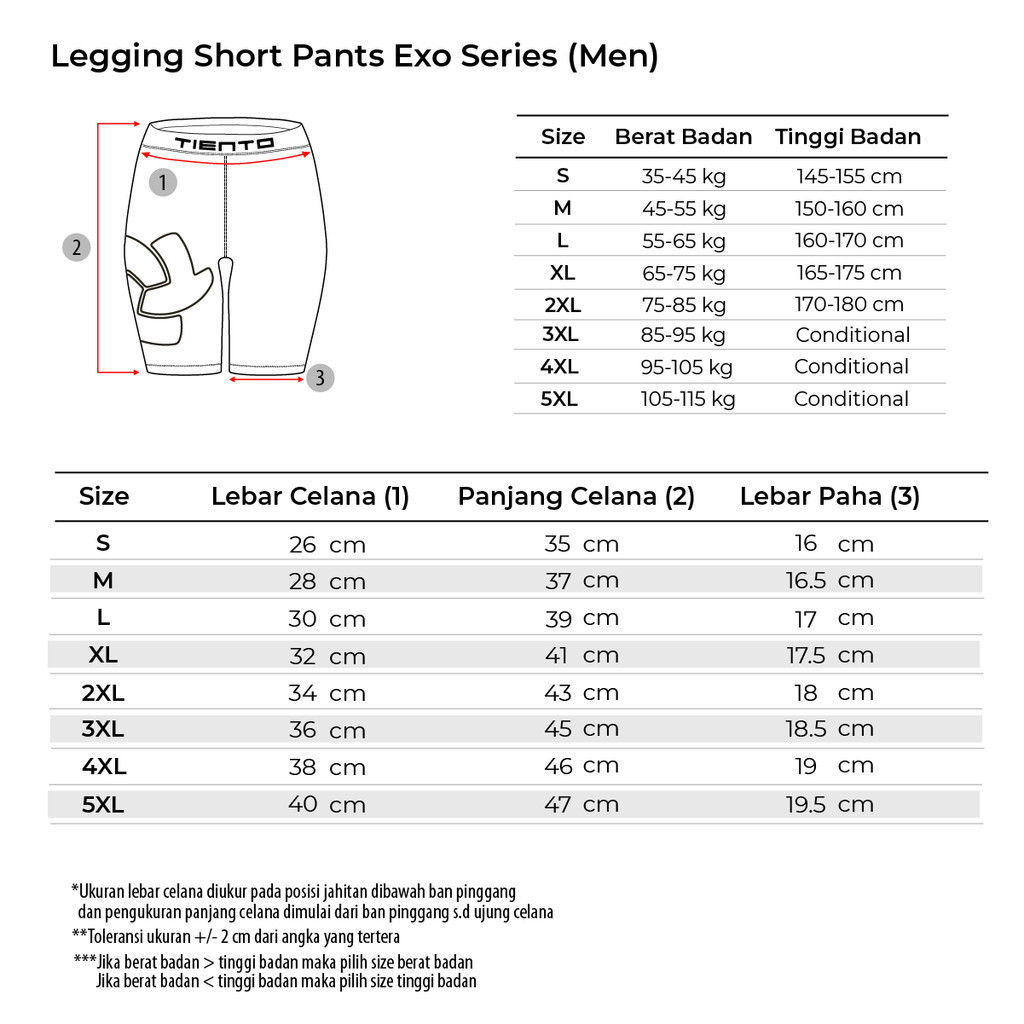 Jual Tiento Baselayer Leging Celana Pendek Ketat Olahraga Pria Legging ...