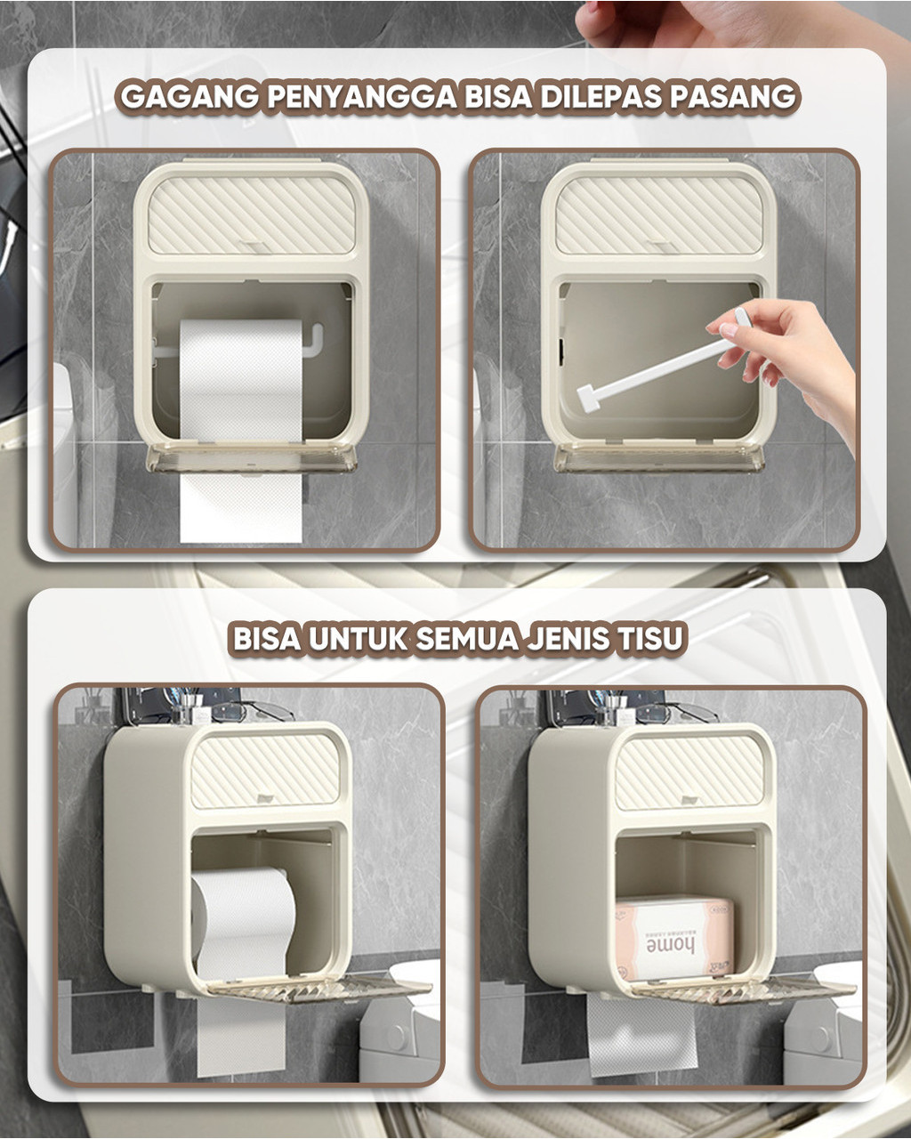 Jual ANGOLA Kotak Tisu Tempel Dinding D55 Tempat Tisu Anti Bor / Toilet ...
