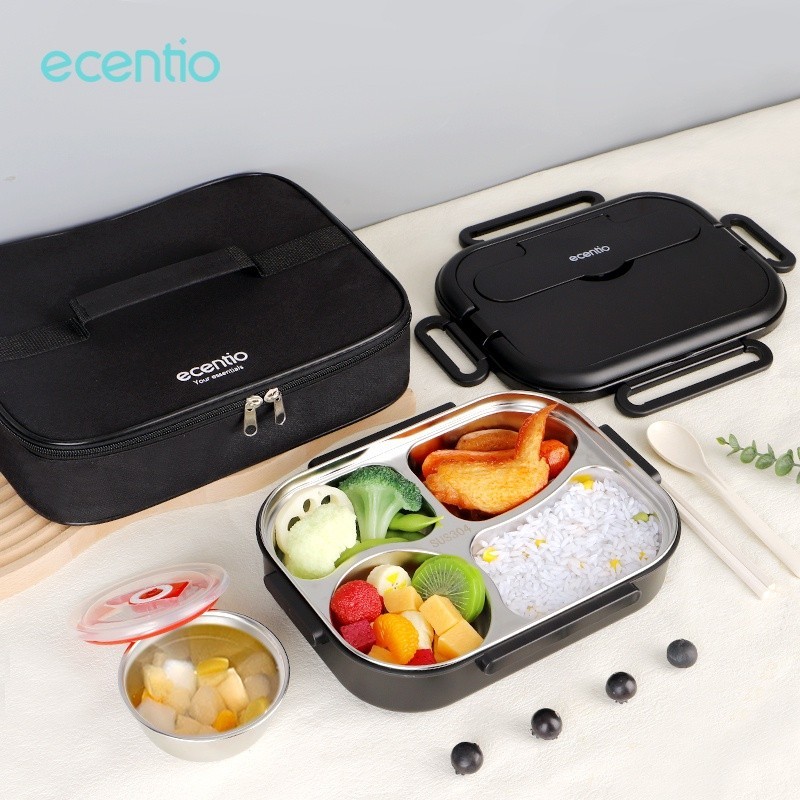 Jual ecentio lunch box 1000ml stainless 304 sekat 4 dan tempat sup ...