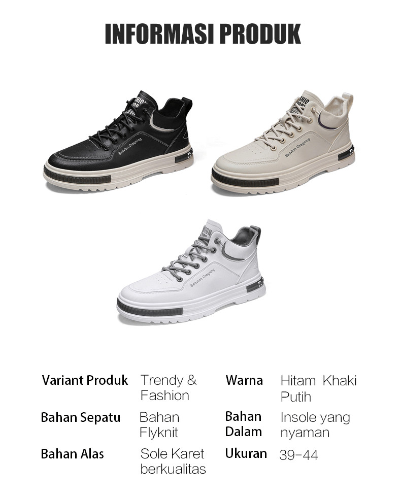 Jual Leedoo Sepatu Kulit Pria Original Kekinian Sneakers Casual Tinggi Kerja Kuliah Sepatu Putih ...