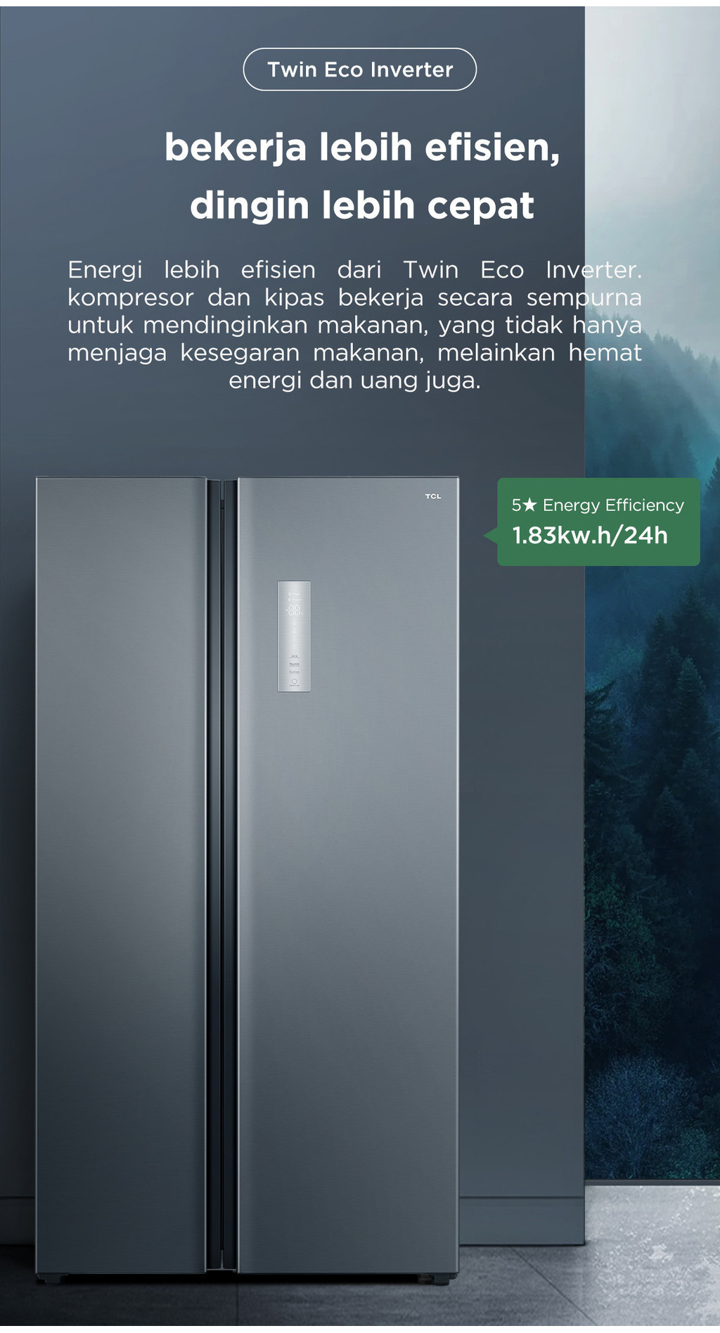 Jual TCL Kulkas 2 Pintu Side by Side – Kapasitas 547L - Metal Gray ...