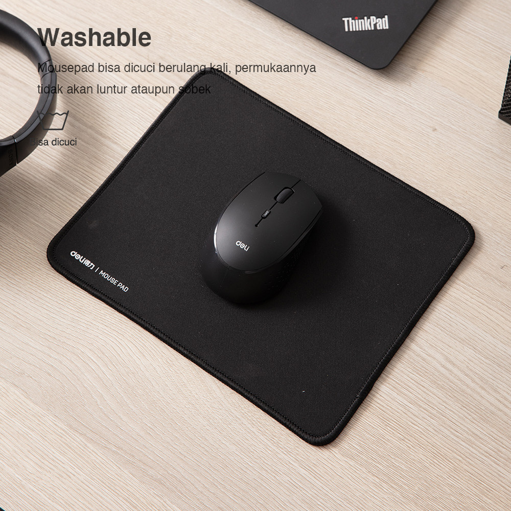 Jual Deli Mouse Pad / Tatakan Mouse Polos 25 x 20 cm Warna Hitam Anti ...