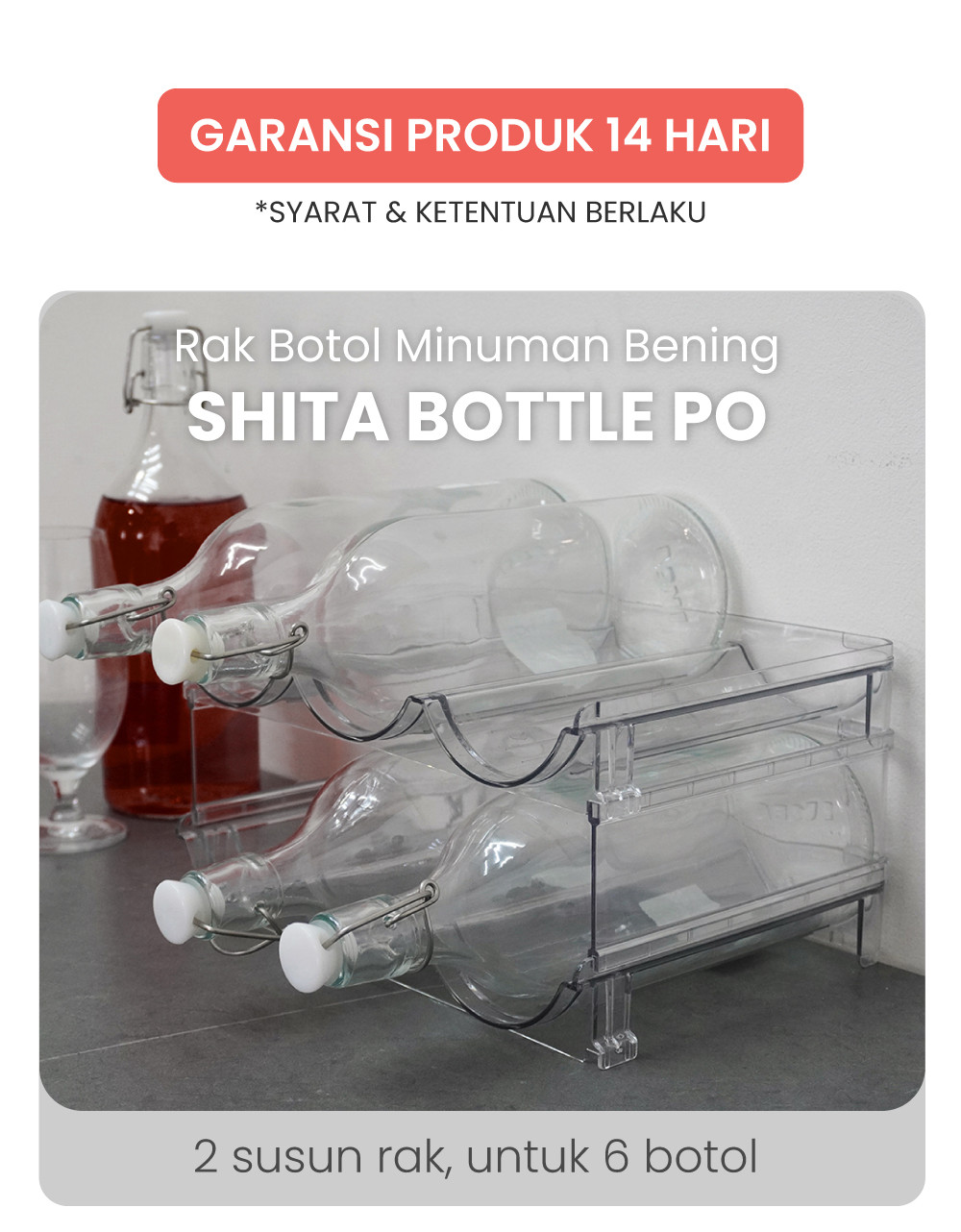 Jual PIRA HOME - SHITA BOTTLE PO Rak Botol Minuman Bening / Organizer ...