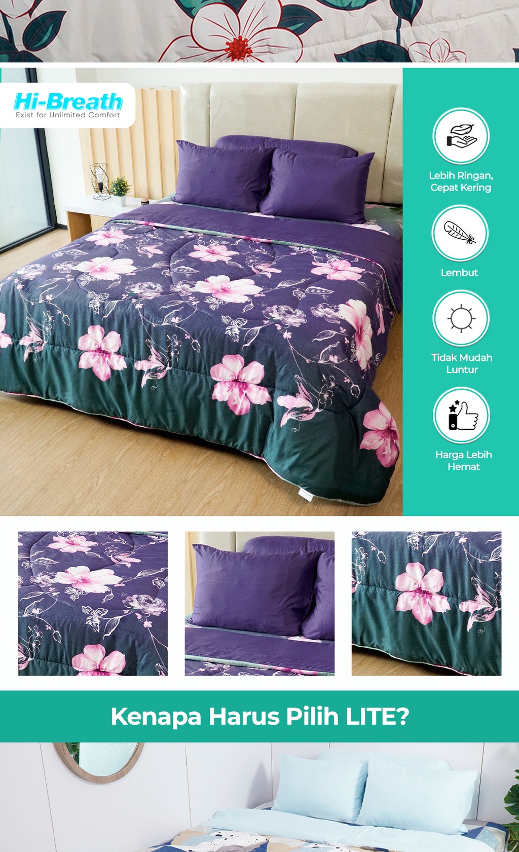 Jual Kintakun Lite Sprei Set 180x200 King Fitted Minimalis Bunga ...