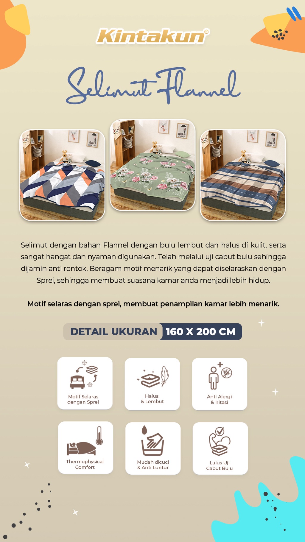 Jual Kintakun Selimut Lembut Flannel 160 x 200 Motif NEW Flower ...