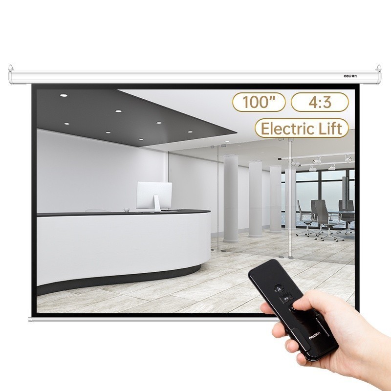 Jual Deli Automatic Screen Projector Layar Proyektor Otomatis 100 inch ...