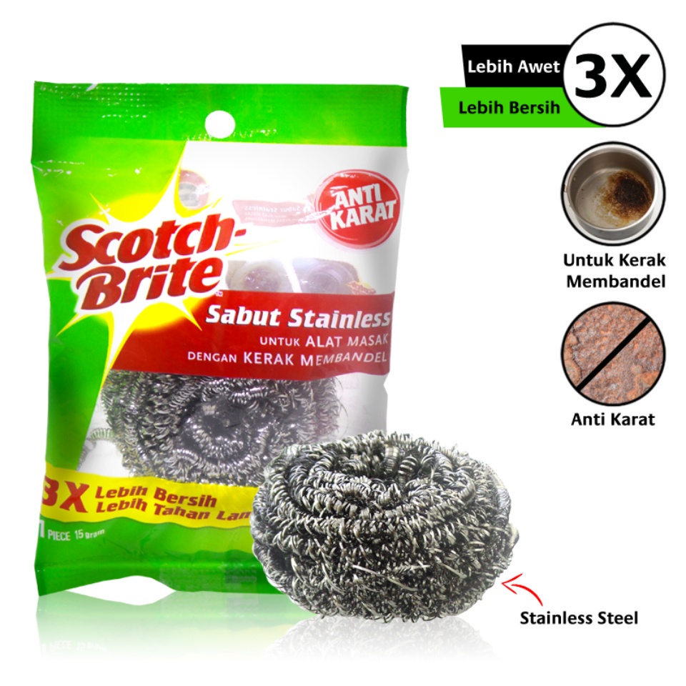 Jual 3M™ Scotch-Brite® Sabut Stainless, Efektif Untuk Noda Membandel ...