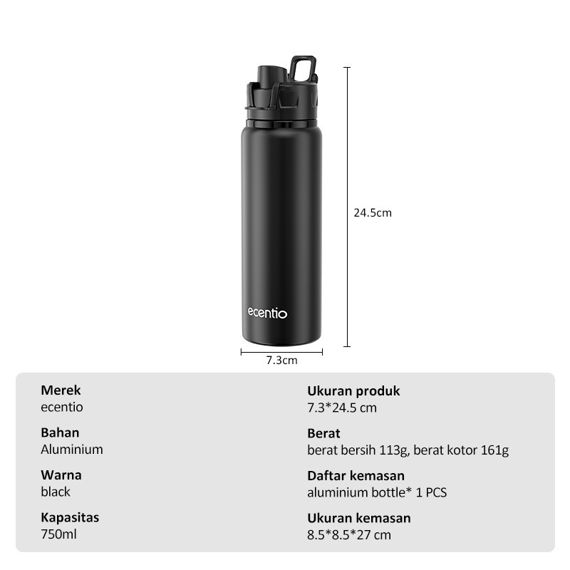 Jual ecentio botol 750ml-1000ml aesthetic Sports outdoor botol minum ...