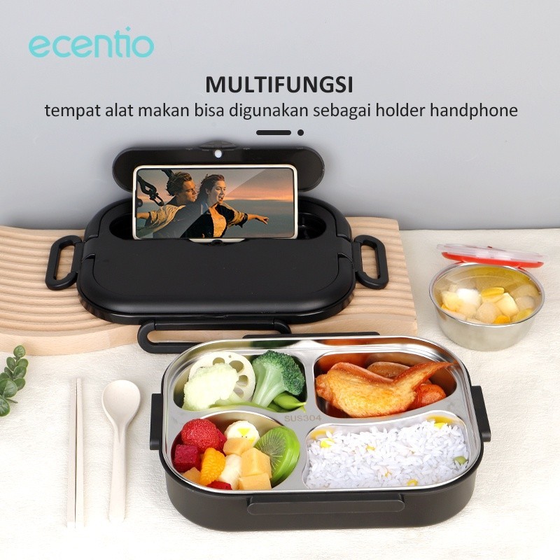 Jual ecentio lunch box 1000ml stainless 304 sekat 4 dan tempat sup ...