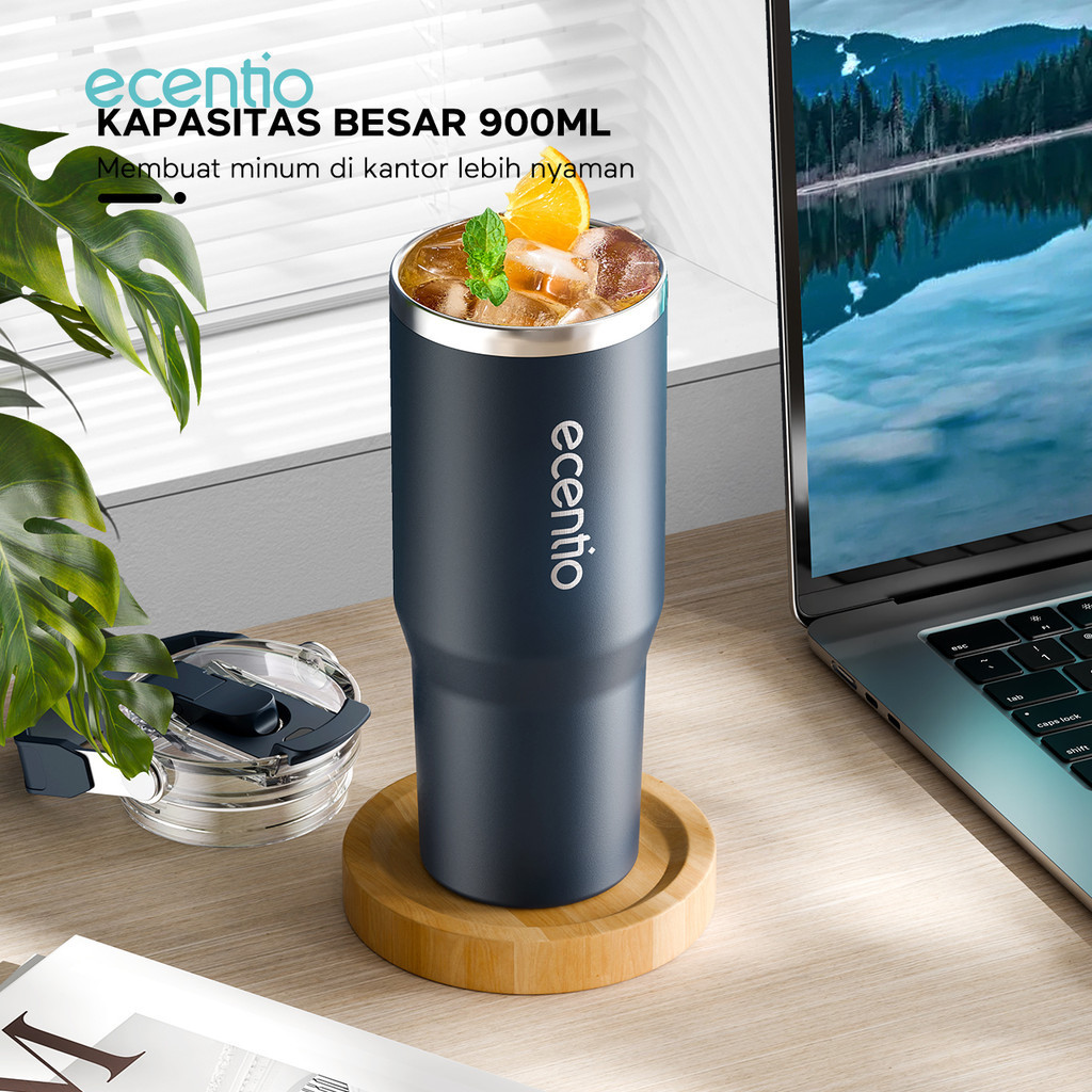 Jual [Elegant Steel Blues Series]ecentio tumbler minum stainless 900ml ...