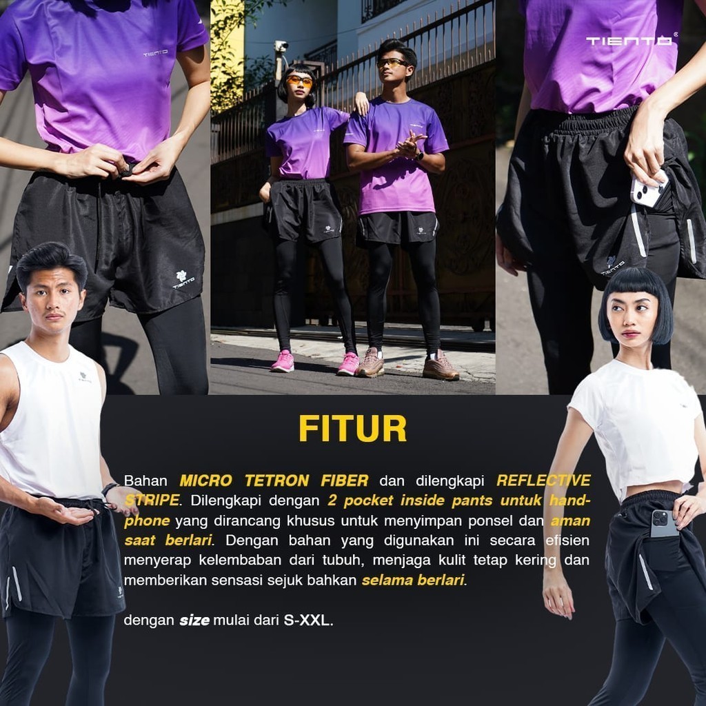 Jual Tiento Celana Legging 2in1 Olahraga Lari Wanita Sporty Pants ...