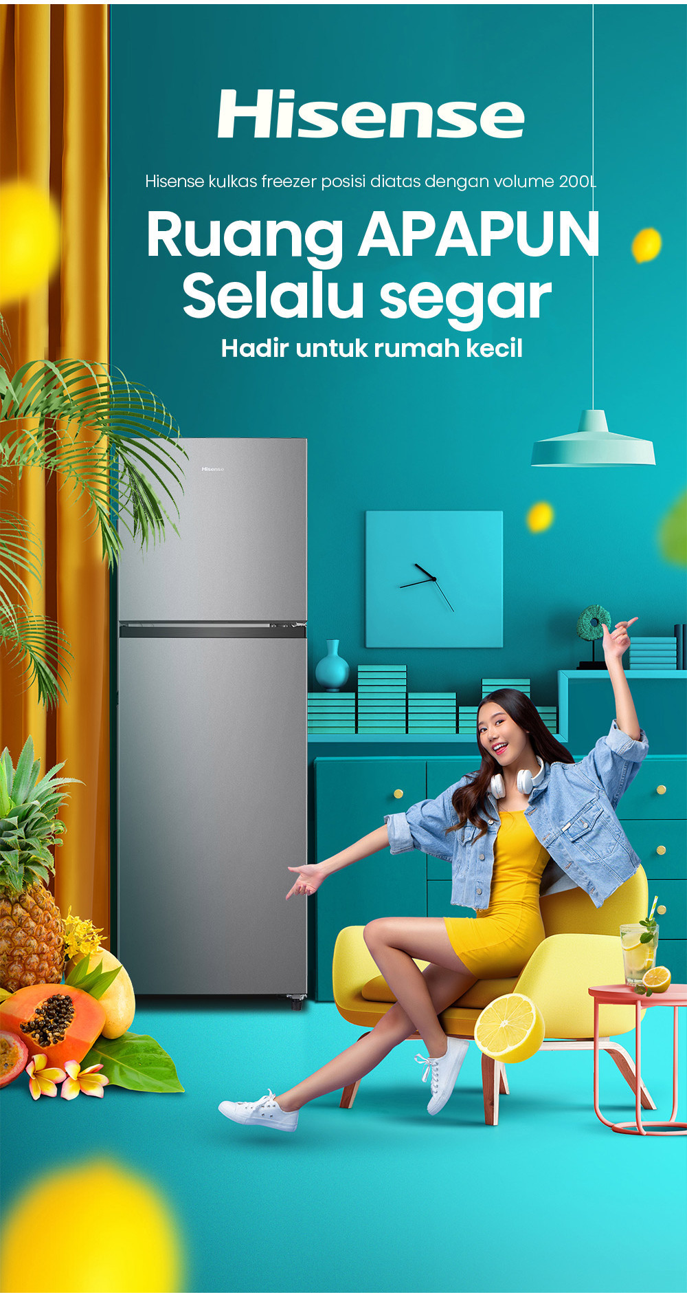 Jual Hisense Kulkas RT208N4ISN Refrigerator 2 Pintu Kapasitas 181L ...