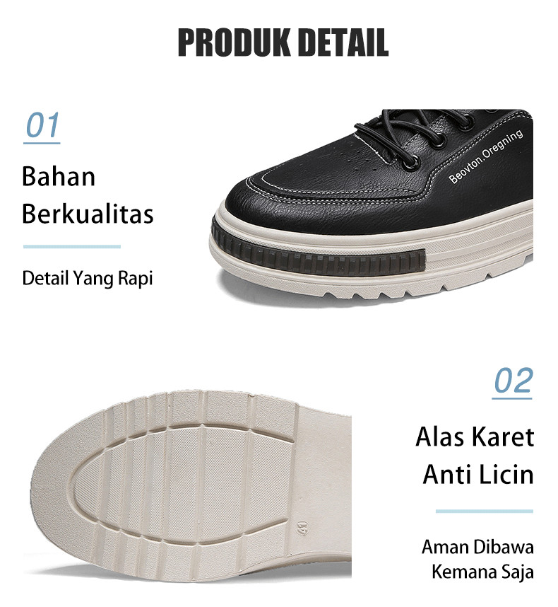 Jual Leedoo Sepatu Kulit Pria Original Kekinian Sneakers Casual Tinggi Kerja Kuliah Sepatu Putih ...