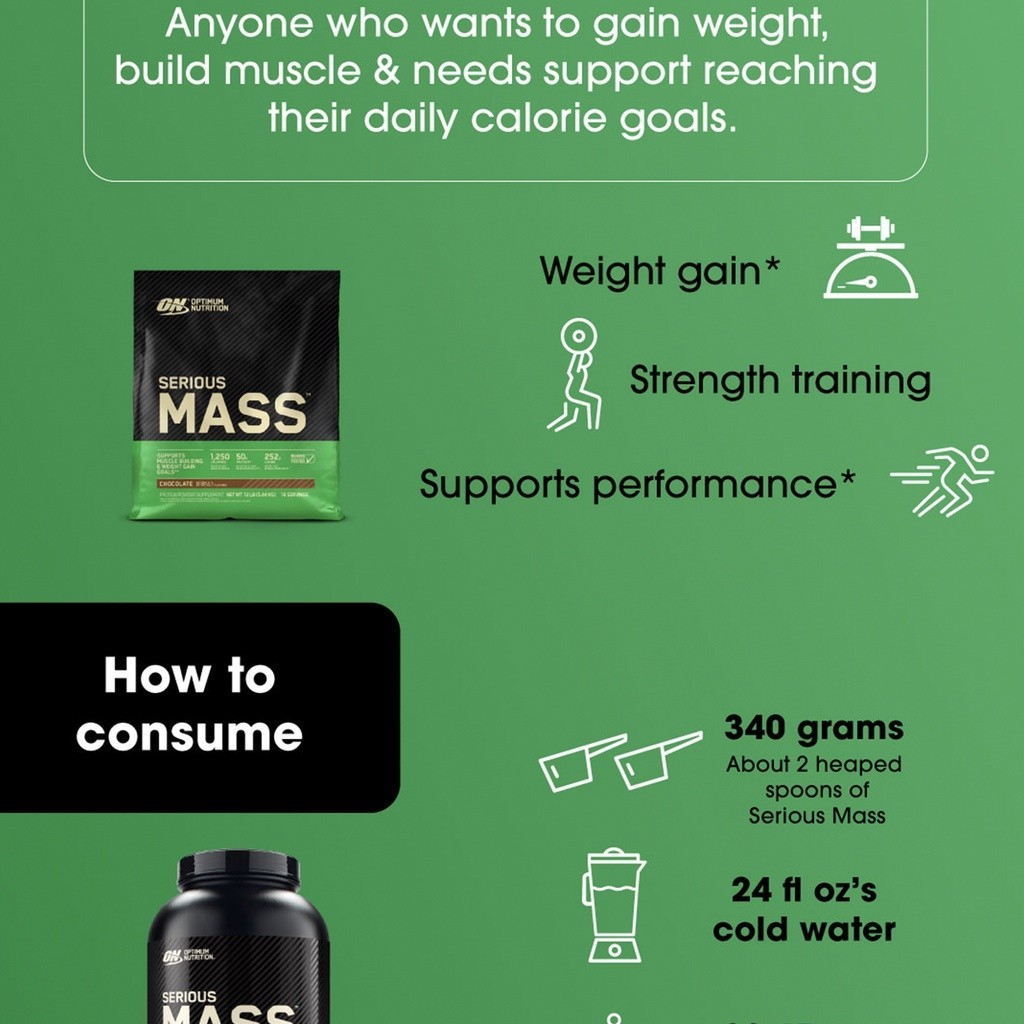 Jual Optimum Nutrition Serious Mass 3 lbs + BCAA Boost Sachet 13G ...