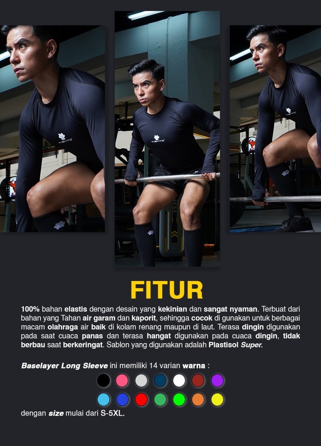 Jual Tiento Baselayer Manset Lengan Panjang Rashguard Compression Long ...