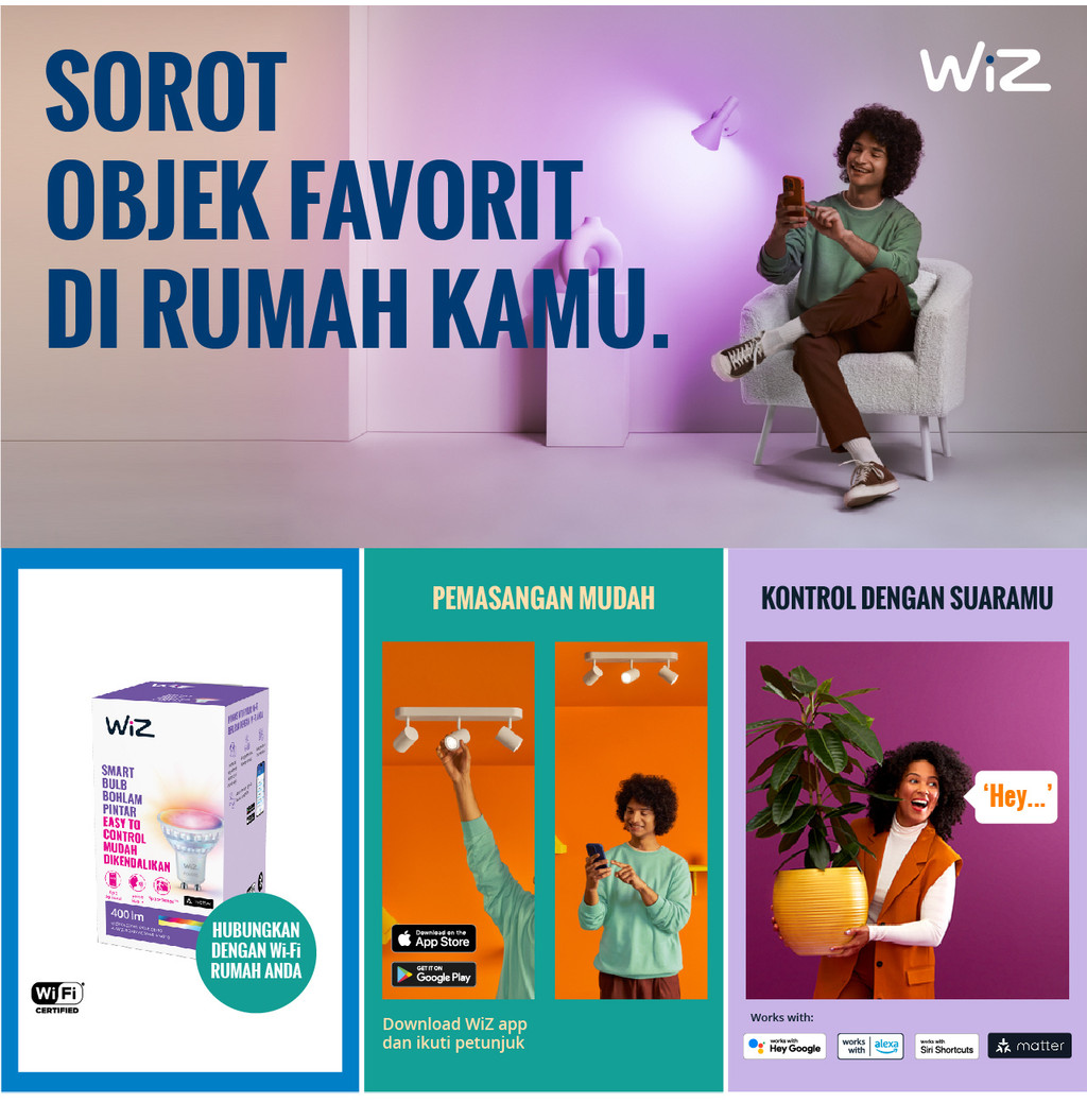 Jual WiZ Lampu Smart LED Spotlight GU10 4,7W WiFi RGB | Shopee Indonesia