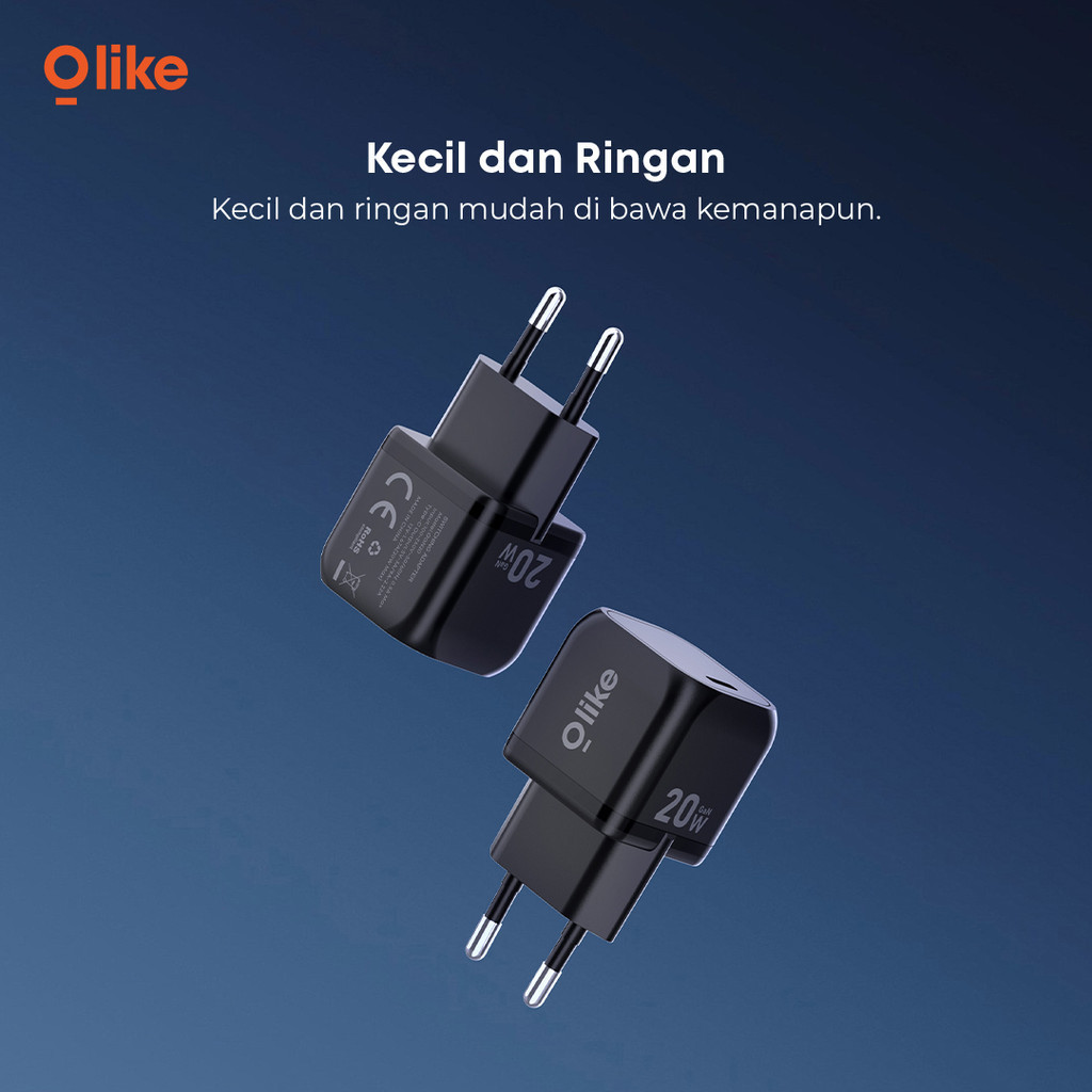 Jual OLIKE Quick Mini Charger Iphone PD GaN20 Type C + Kabel C to ...